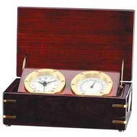 Executive Desk Clock and Barometer in Rosewood Piano Finish Box ...